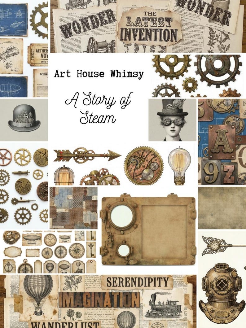 A Story of Steam: Mega Victorian Steampunk Collage Collection, Junk ...