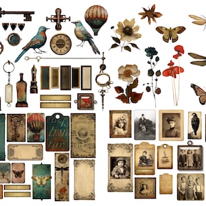 Dark Grunge Vintage Digital Scrapbooking Kit: Eclectic Ephemera ...
