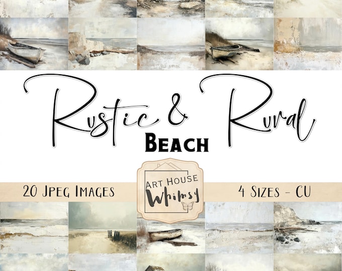 Neutral Beach Landscape Art: Rustic Painterly Prints (commercial Use ...