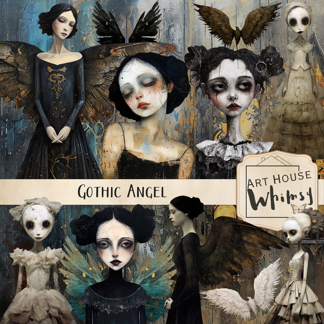 Gothic Angel Clipart: Grunge Printable Papers (commercial Use) - Etsy