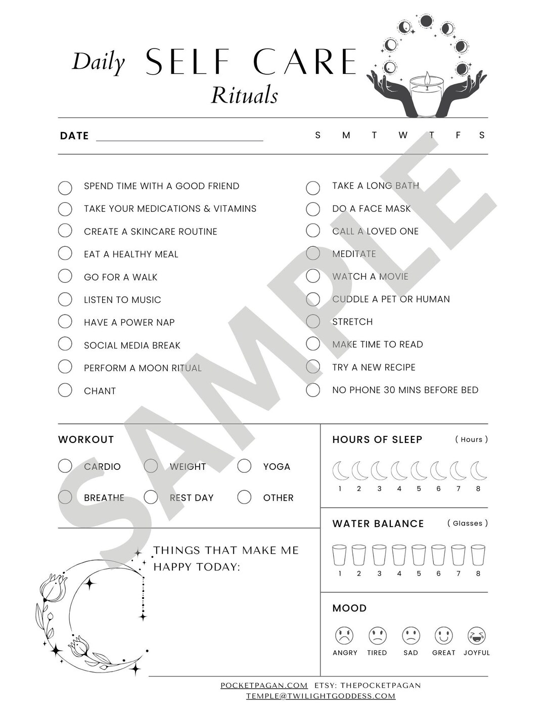 Daily Self Care Ritual PRINTABLE Worksheet PDF Download - Etsy