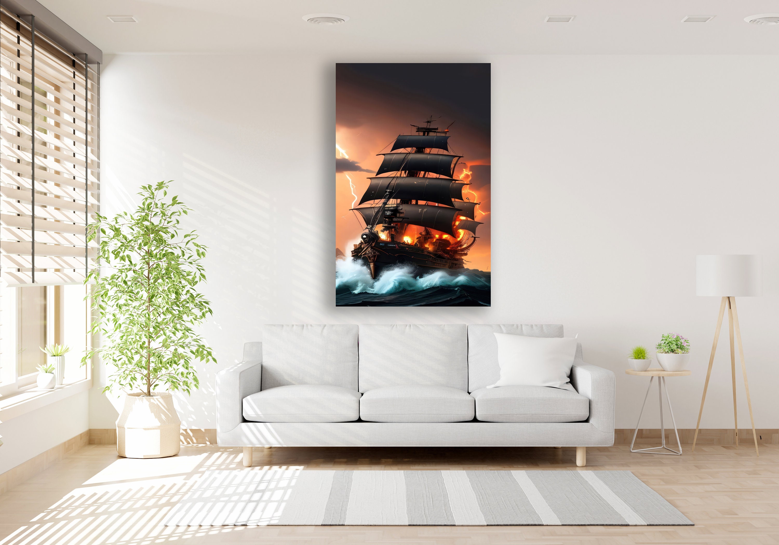 Abstract Boat Temper Glass Wall Art Home Decorations Wall - Etsy