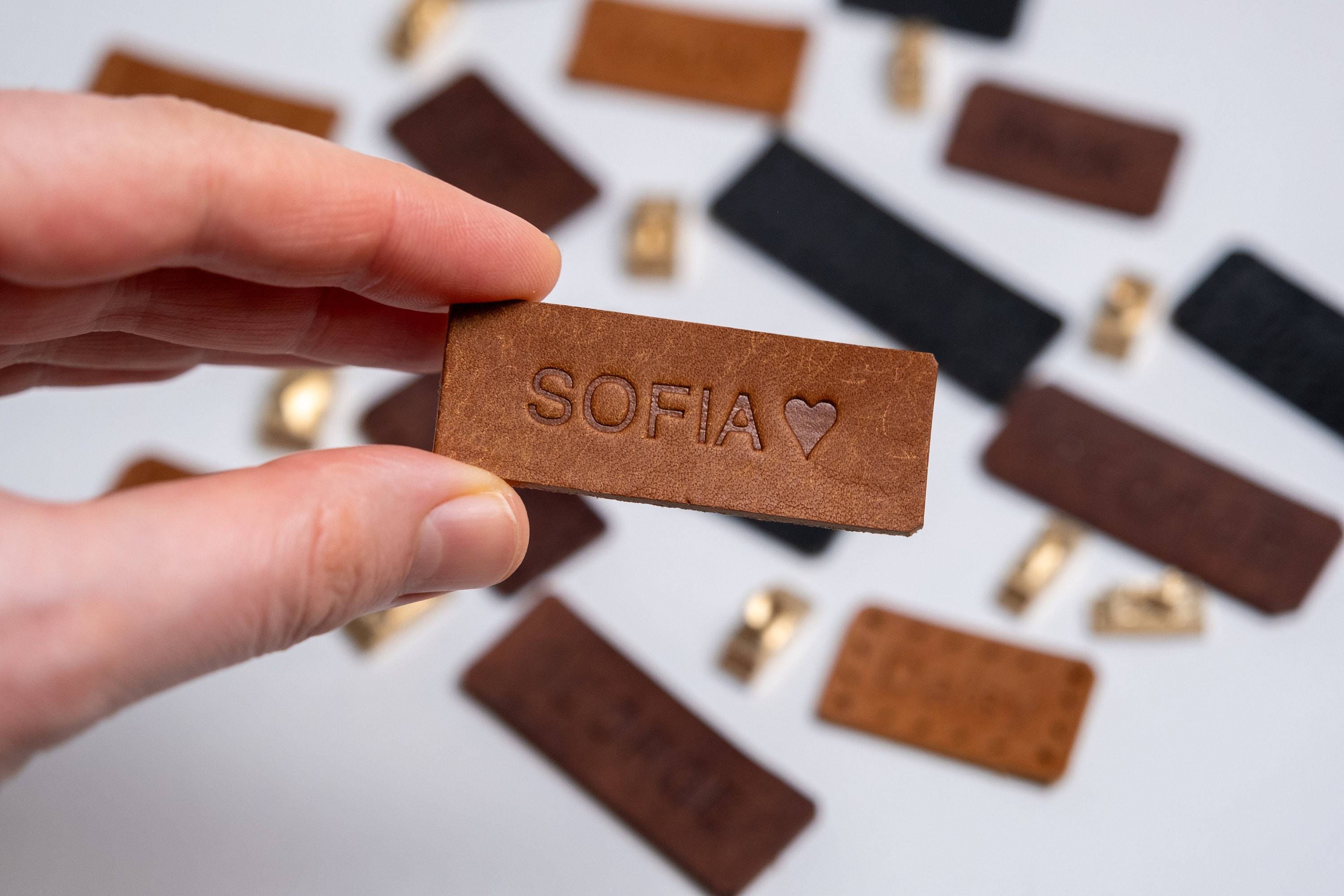 Personalised Leather Tag, Personalized Leather Label, Custom Leather ...