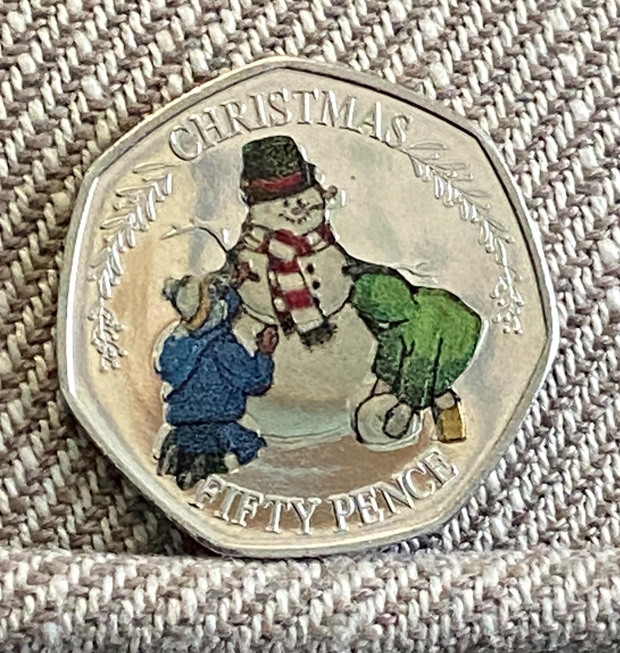 Christmas Snowman 50p Unc Coin Gibraltar Uncirculated Fifty Pence Decal ...