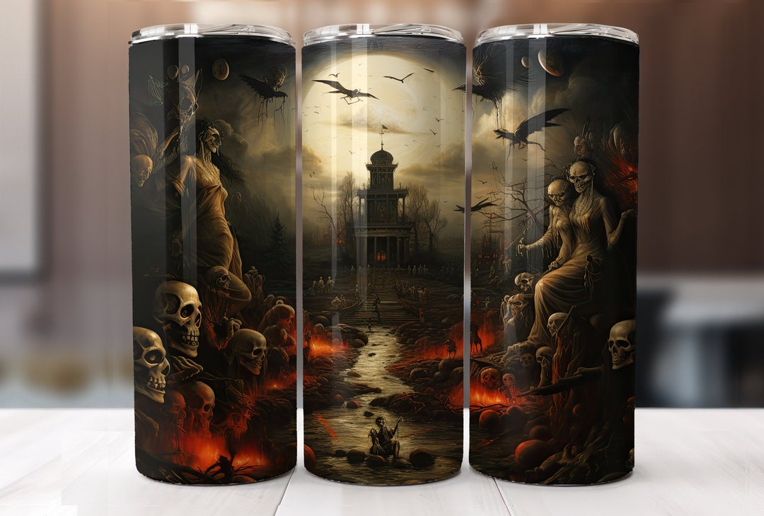 Scary Demons Welcome 20oz Skinny Straight Tumbler Wrap Design PNG for ...