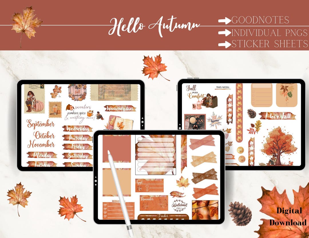 Digital Planner Stickers⎮fall Stickers⎮hello Autumn Digital Stickers ...