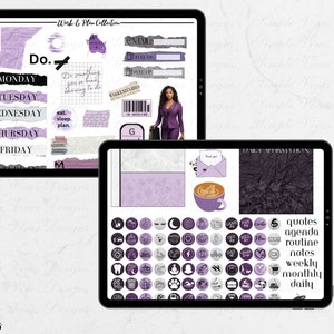 Purple Work Planner Stickers: Digital Planning Sheets for Goodnotes ...