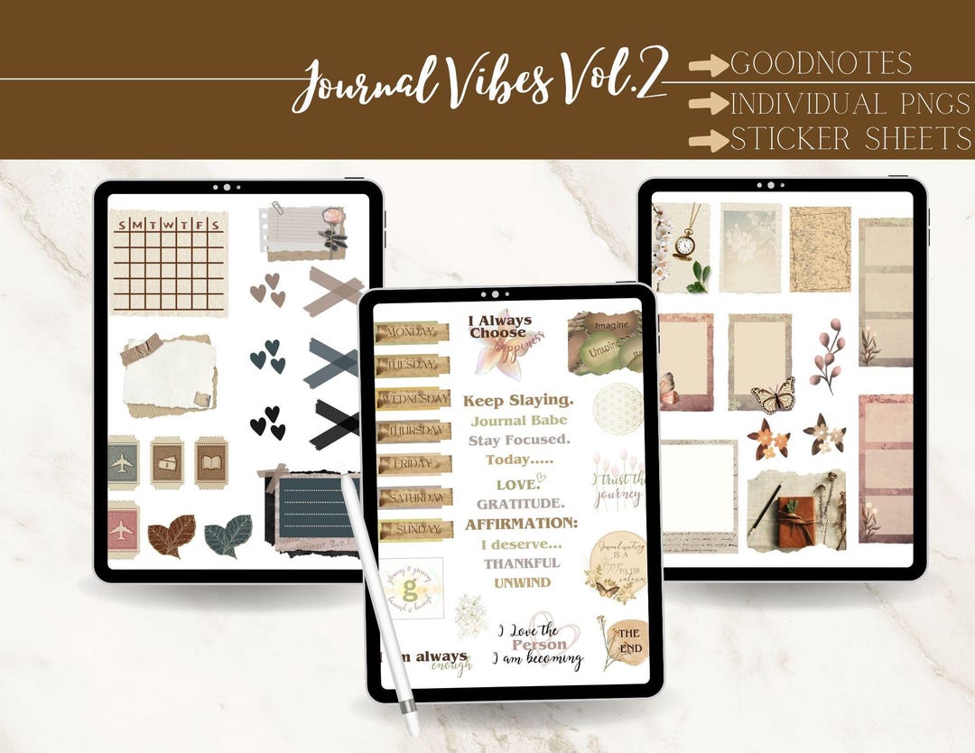 Journal Digital Stickers⎮goodnotes ⎮journal Vibes Vol 2⎮ Cropped ...