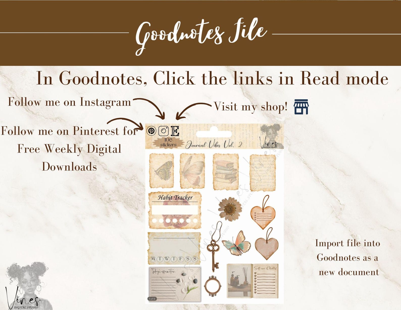 Journal Digital Stickers⎮goodnotes ⎮journal Vibes Vol 2⎮ Cropped ...