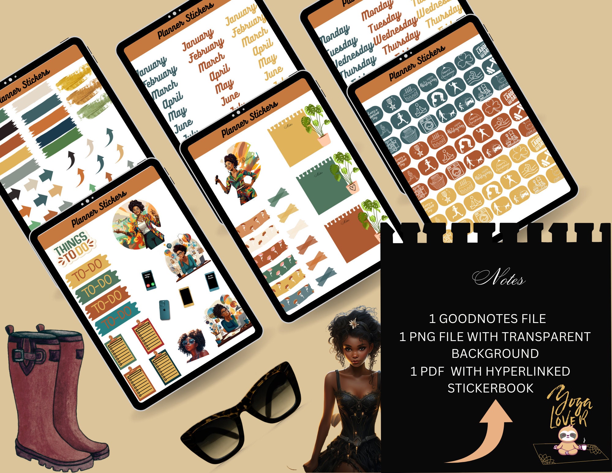 Digital Planner Stickers for Goodnotes - Etsy
