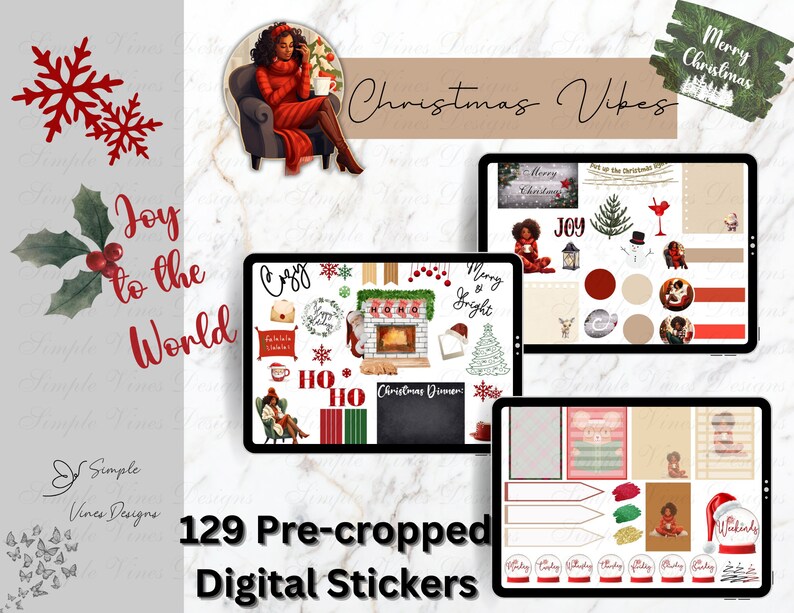 Christmas Vibes⎮ Digital Planner Stickers⎮pre-cropped Goodnotes & PNG ...