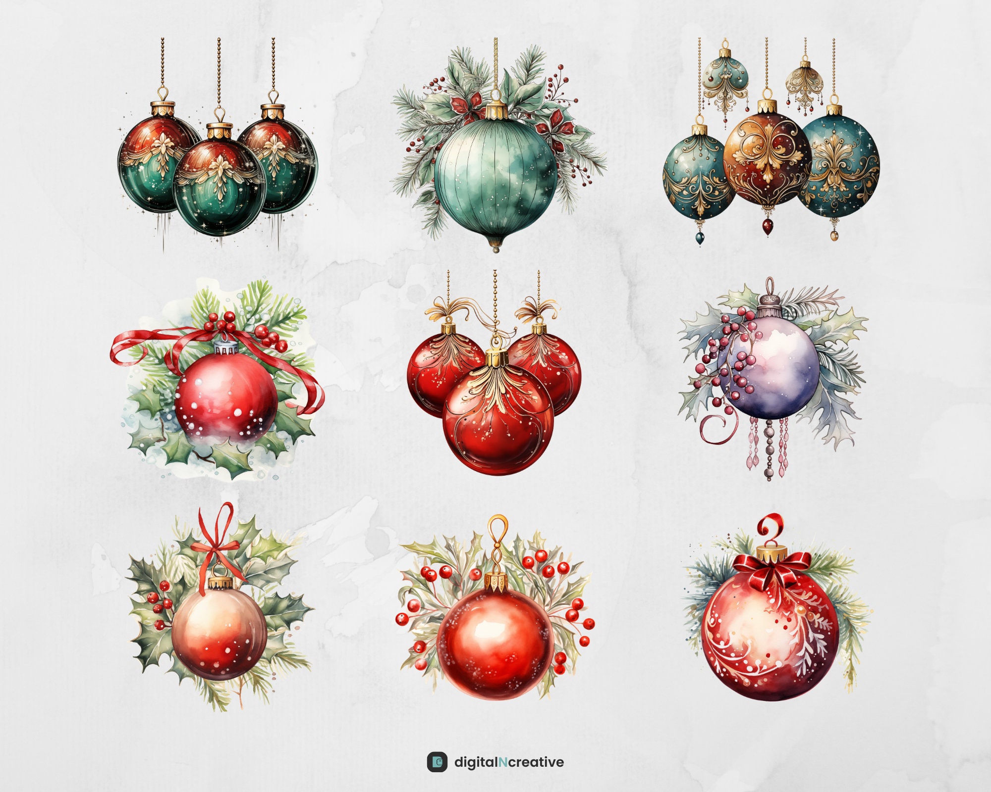 Christmas Baubles Clipart 46 High Quality Pngs | Festive Holiday ...