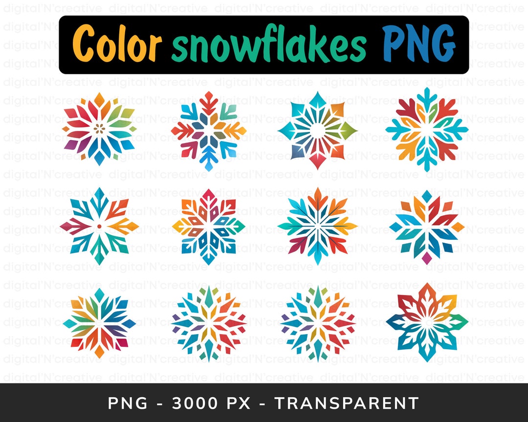Color Snowflakes PNG Bundle | Snowflakes PNG | Christmas Png | Xmas Png ...