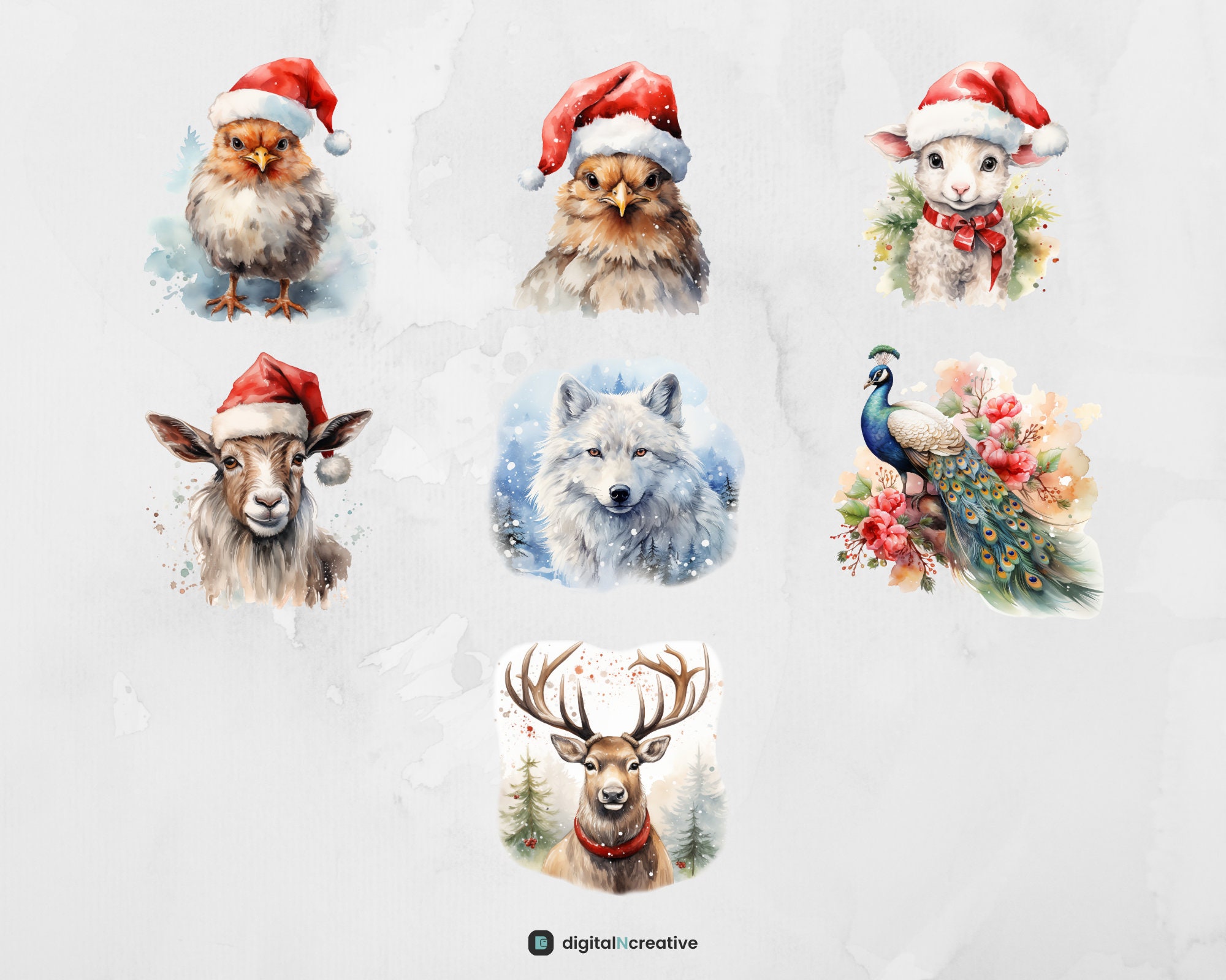 Christmas Birds & Animals Clipart 14 High Quality Pngs Card Making ...