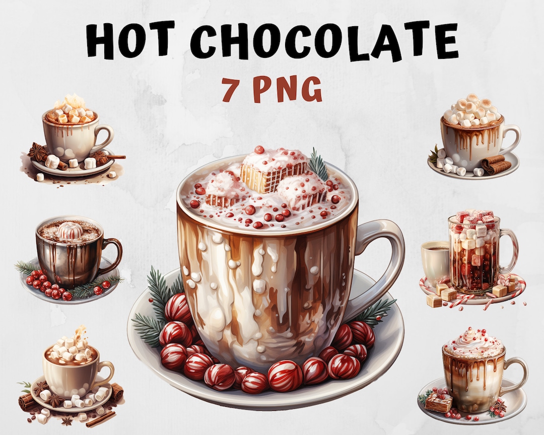 Hot Chocolate Clipart 7 High Quality Pngs Food Digital Download Card ...