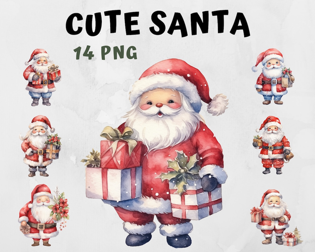 Cute Santa Clipart 14 High Quality PNG Merry Christmas Digital Download ...