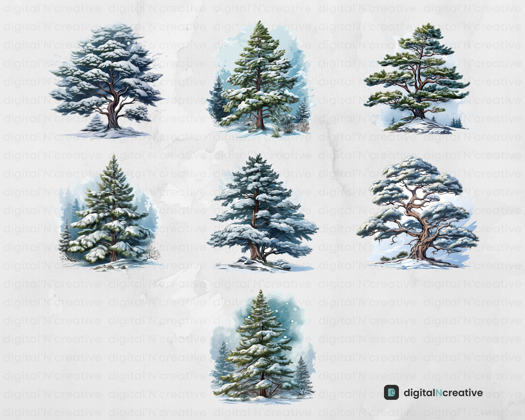 13 Watercolor Winter Trees Clipart Snowy Trees Winter Tree - Etsy