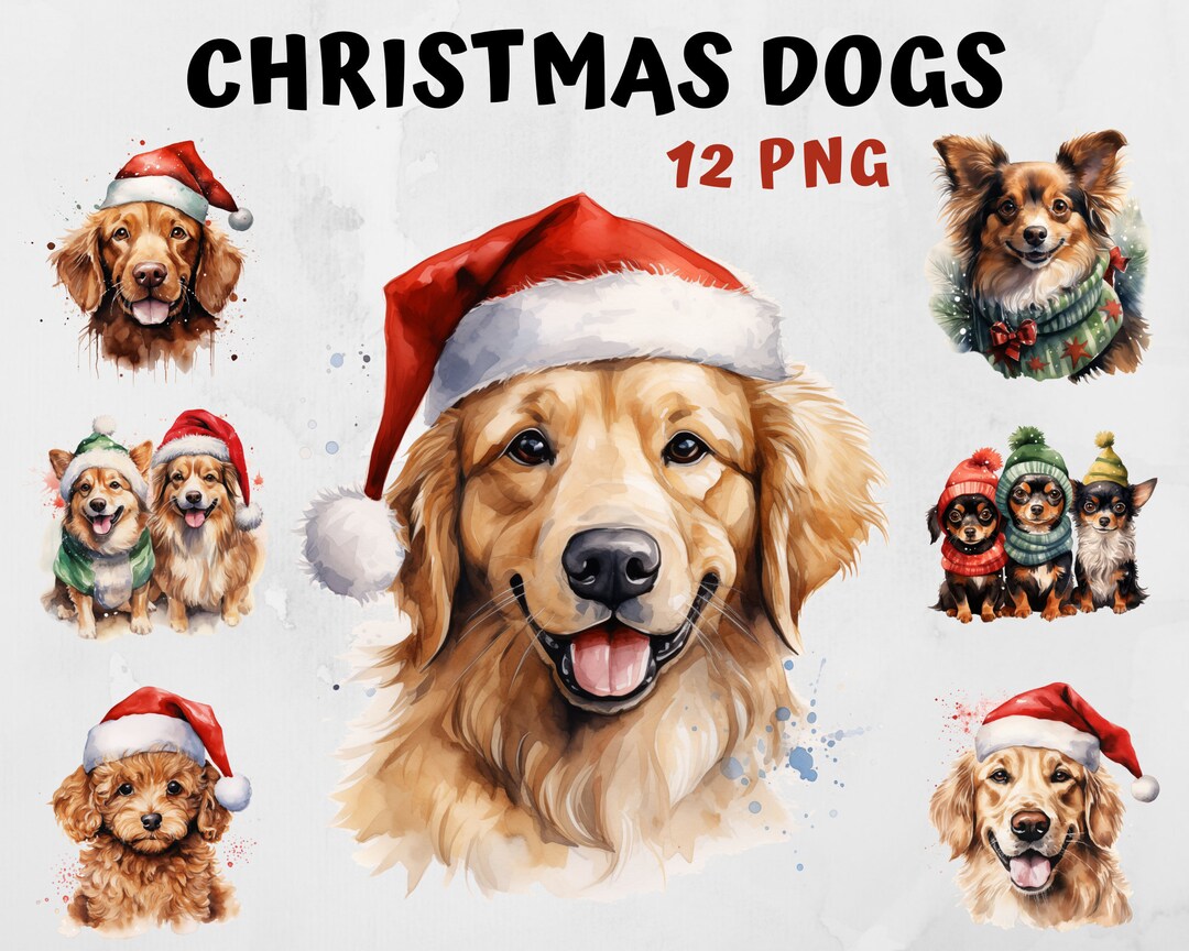 Christmas Dogs Clipart 12 High Quality Pngs Festive Dog Images Card ...