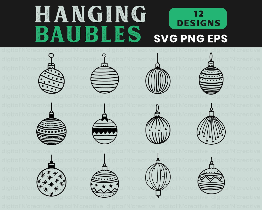 12 Christmas Bauble Clipart Hanging Baubles Bauble Clipart Festive ...