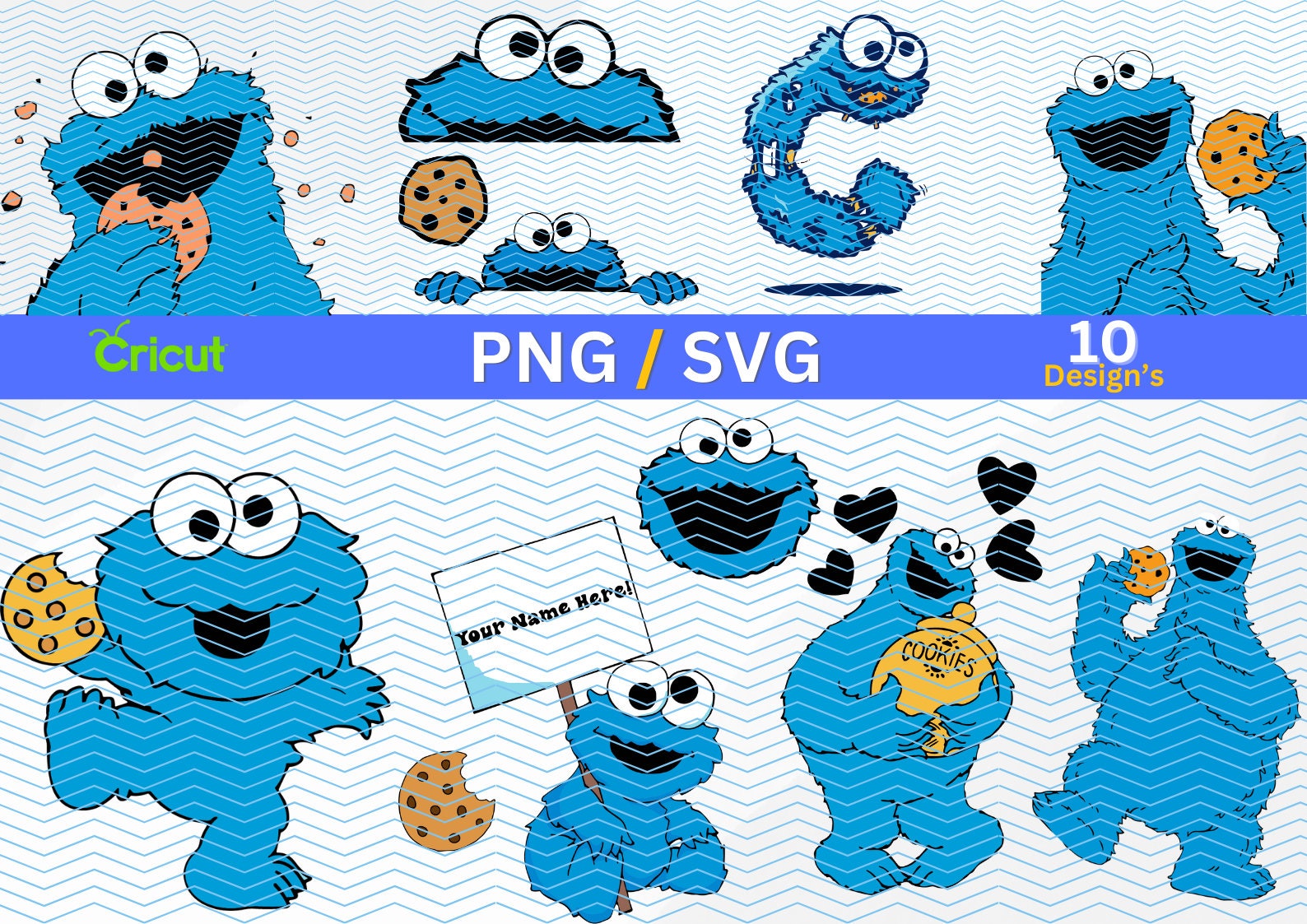 Bundle-Cookie Monster-Clipart-Bilder - Etsy.de