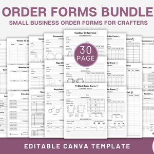 Editable Small Business Bundle. Printable Forms for Crafters. T-shirt ...