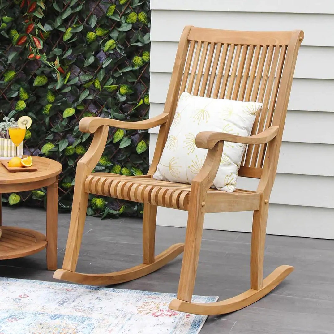 Unique Teak Wood Outdoor Rocking Chair Rocking Chair Wooden - Etsy