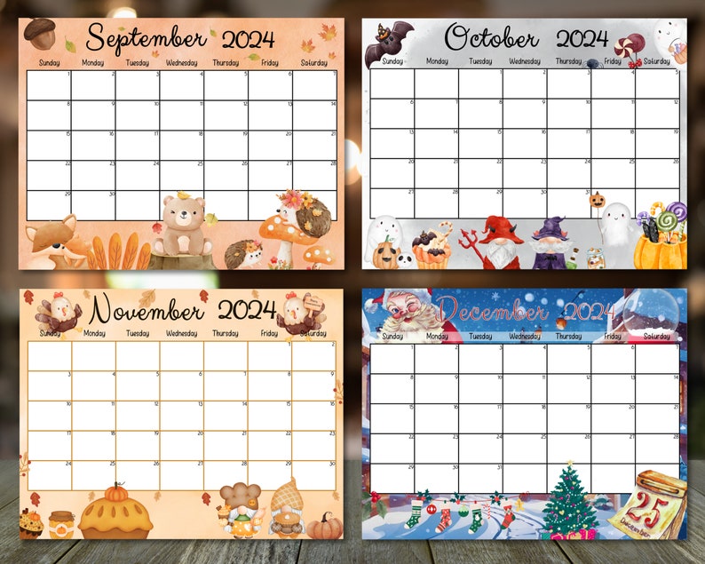 Bearbeitbarer Monatskalender 2024, 12 niedlicher befüllbarer ...