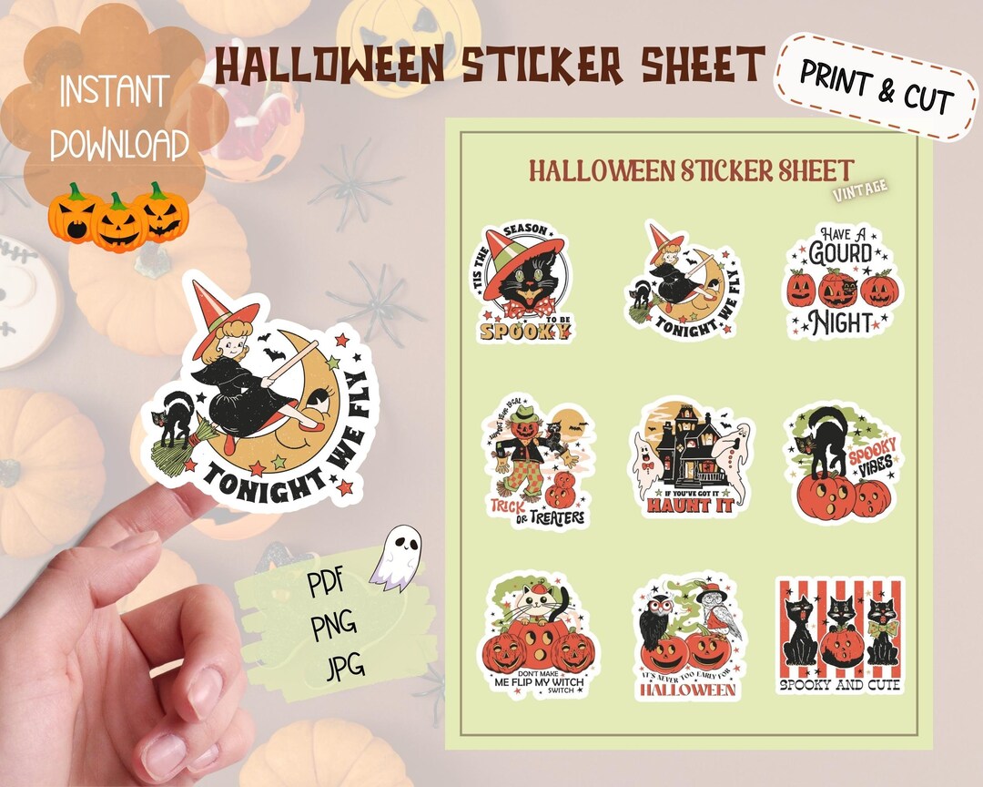Halloween Sticker Sheet Printable Halloween Stickers - Etsy