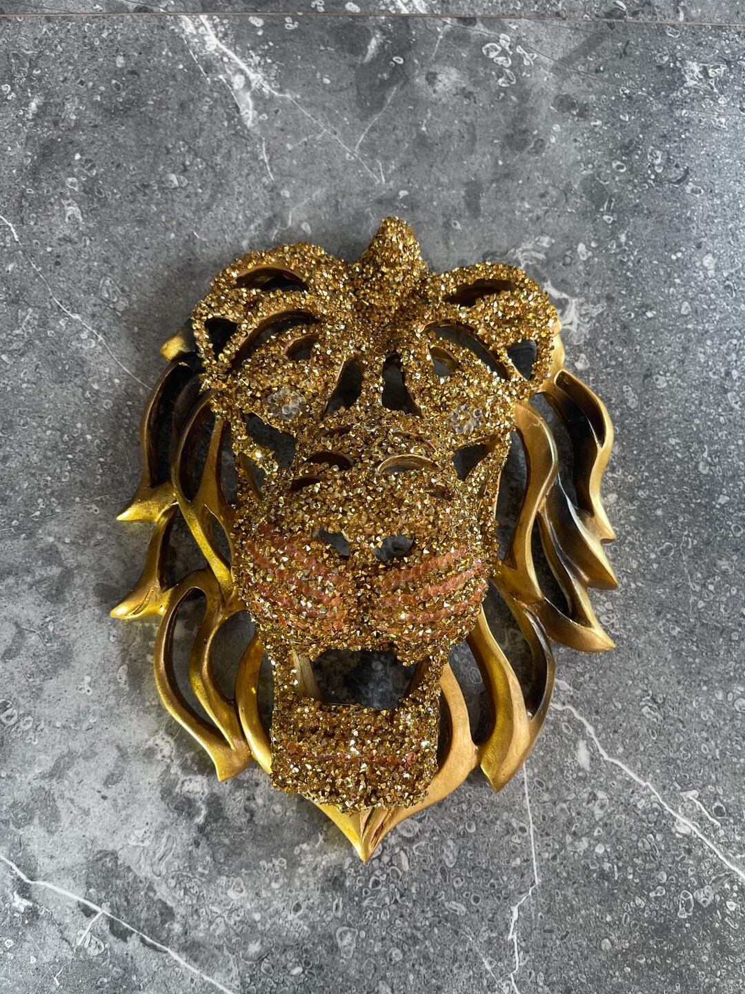 Gold Lion Head Mask, Wall Sculpture, Home Decore, Wall Decor, Animal ...
