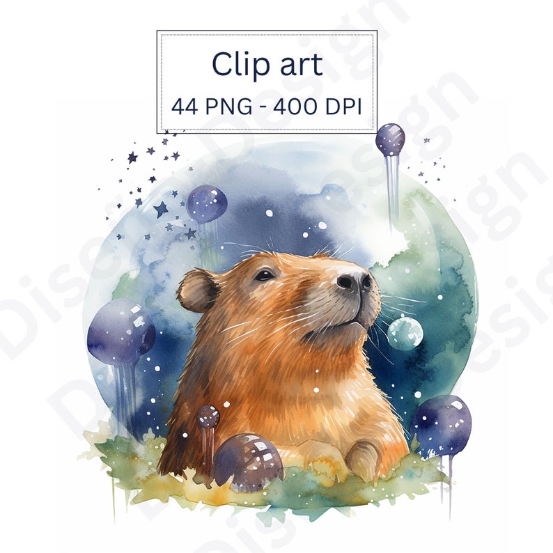 Capybara Childrens Illustration Night Time PNG Images, Space, Water ...