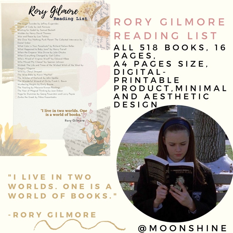 Rory Gilmore Reading Printable List Gilmore Girls Inspired Book Tracker ...