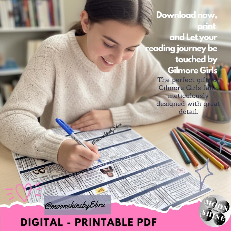 Rory Gilmore Reading Challenge: 408 Books Colouring Page (PDF) - Etsy