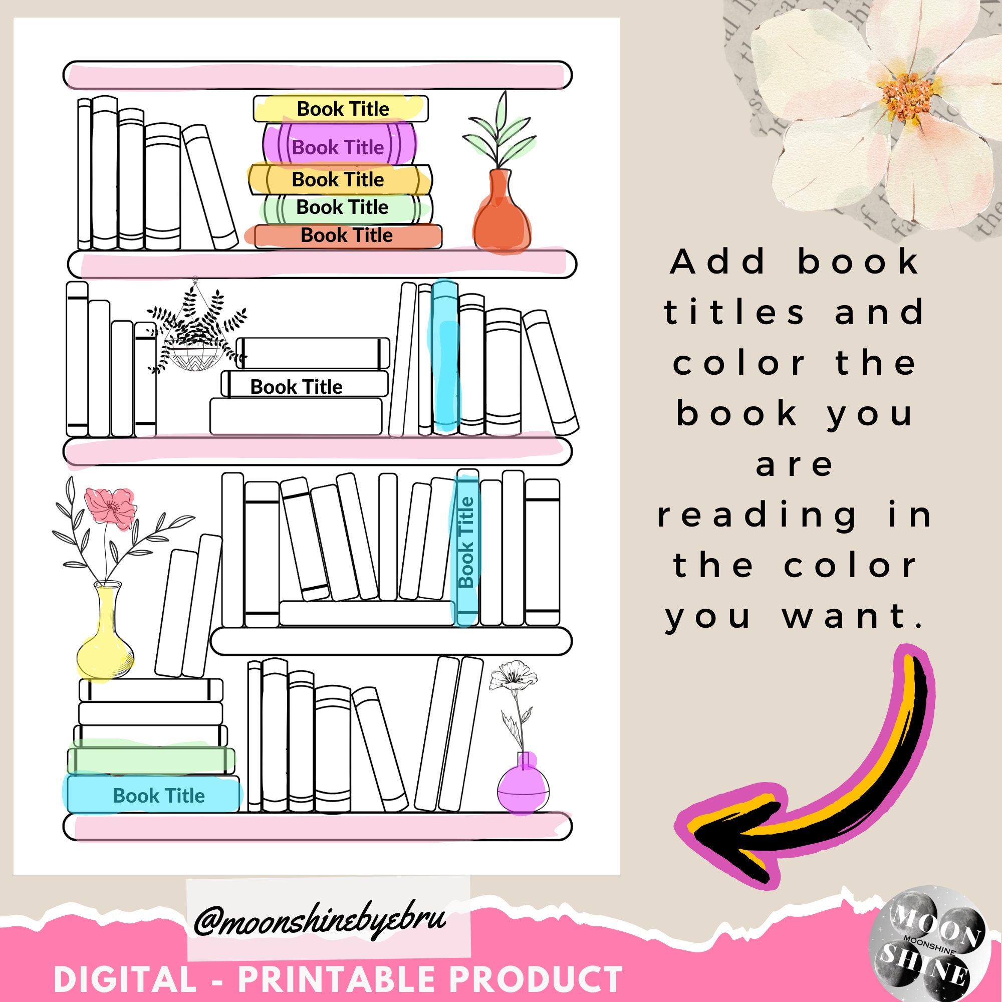 Bookshelf Reading Tracker | Classic Reading Log, 50 & 100 Books, A4 A5 ...