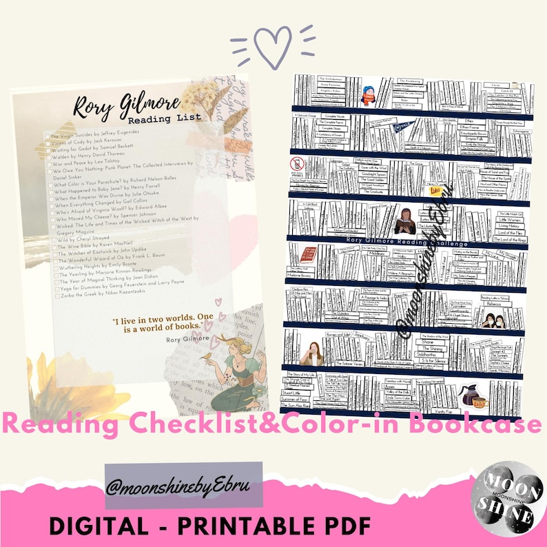 Rory Gilmore Reading Challenge: 408 Books Colouring Page (PDF) - Etsy