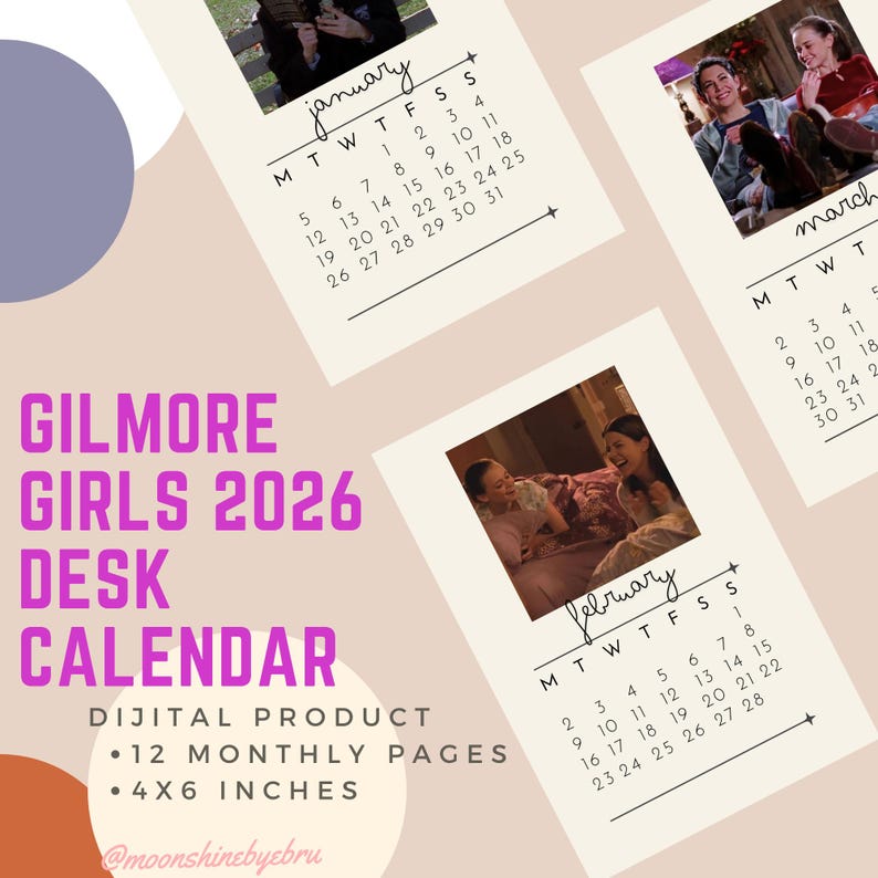Stars Hollow 2026 Desk Calendar | Printable Montly Pages | Digital New ...