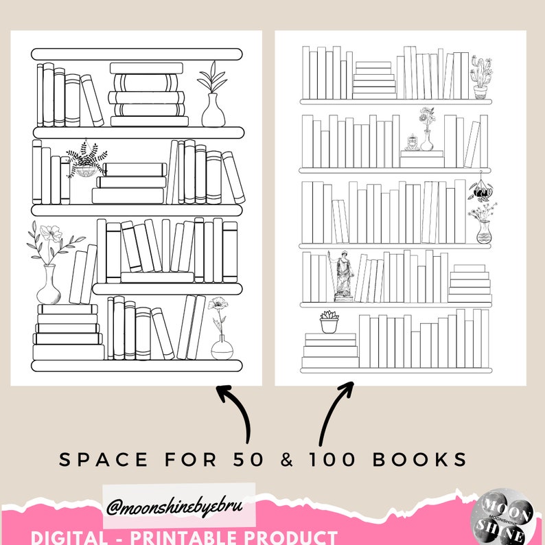 Bookshelf Reading Tracker | Classic Reading Log, 50 & 100 Books, A4 A5 ...