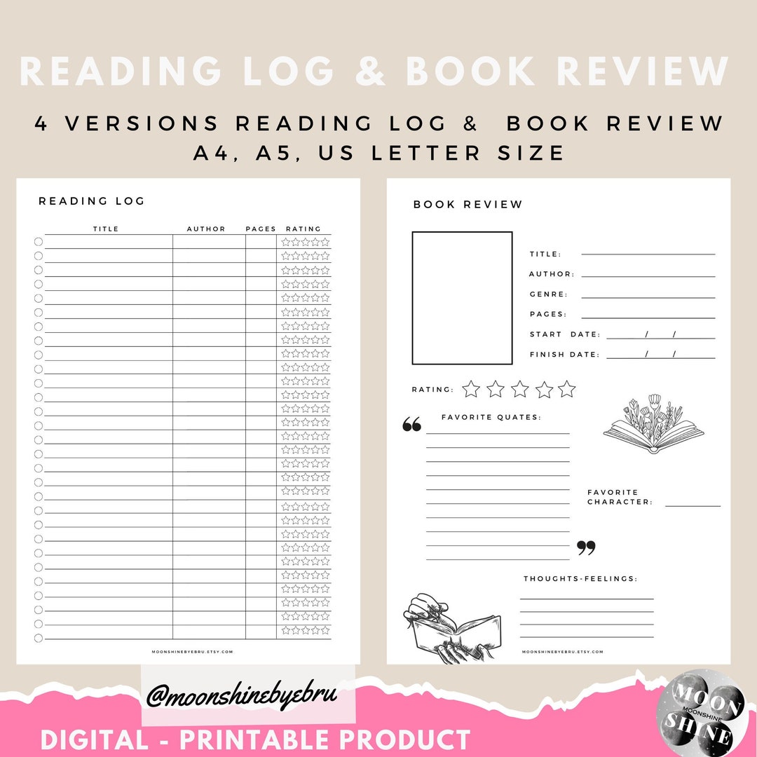 Reading Log Reading Tracker Book Tracker Book Review Reading Journal ...