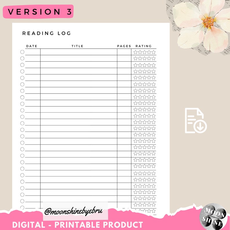 Reading Log Reading Tracker Book Tracker Book Review Reading Journal ...