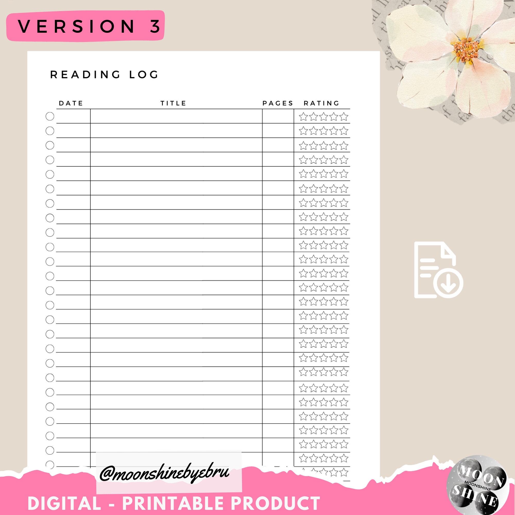 Reading Log Reading Tracker Book Tracker Book Review Reading Journal ...