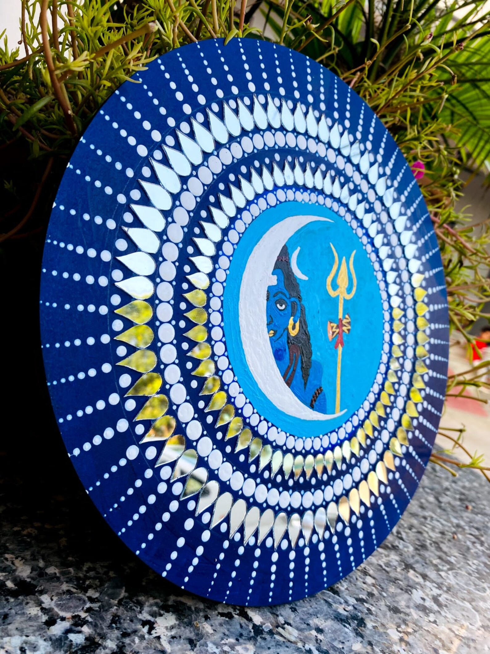 Mandala Art Wall Decor, Shiv Ji in Mandala Art, Lippan Art 12 Inch ...