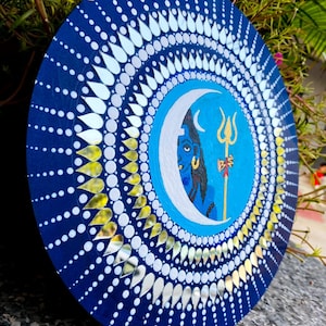Mandala Art Wall Decor, Shiv Ji in Mandala Art, Lippan Art 12 Inch ...