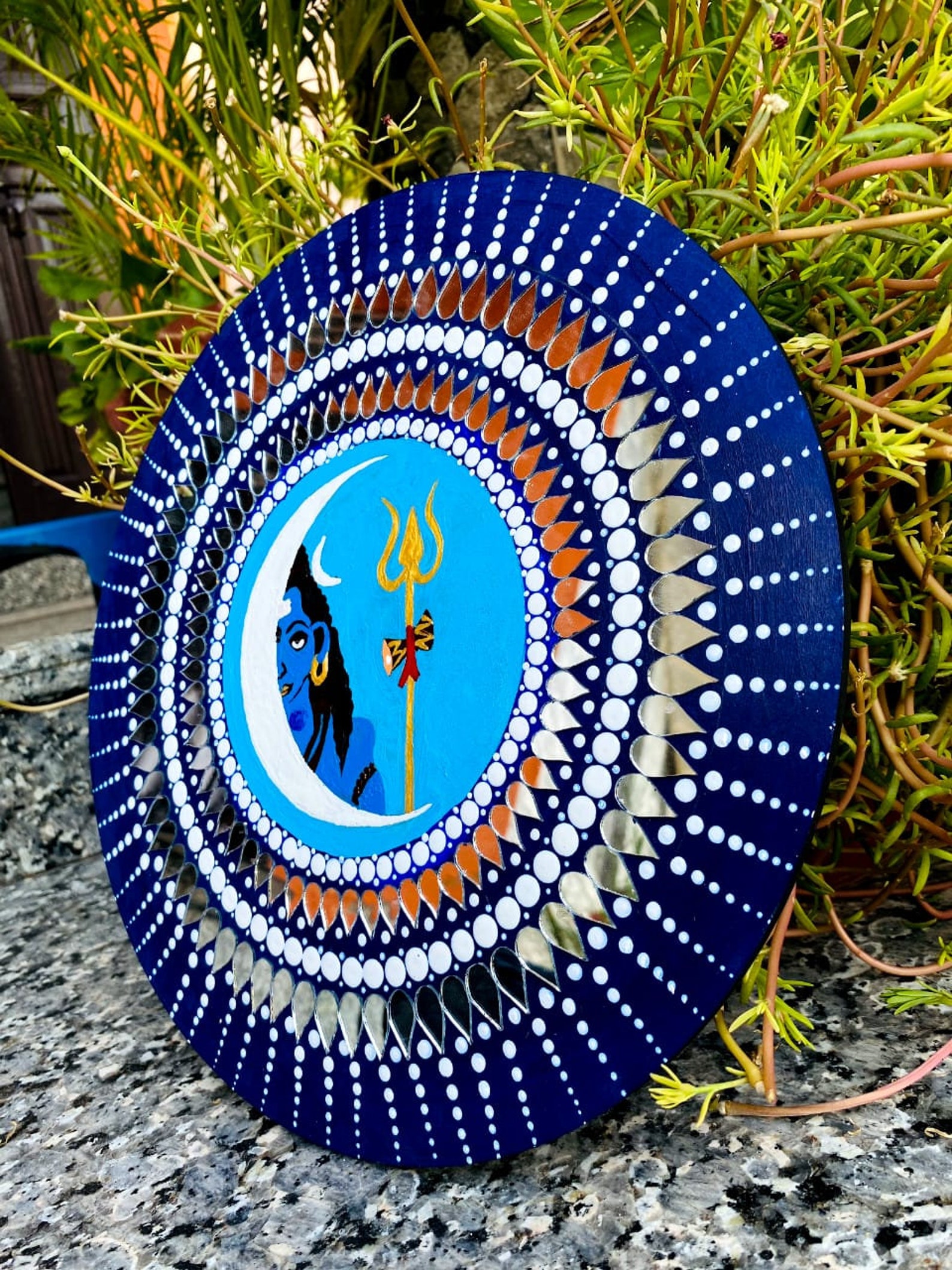 Mandala Art Wall Decor, Shiv Ji in Mandala Art, Lippan Art 12 Inch ...