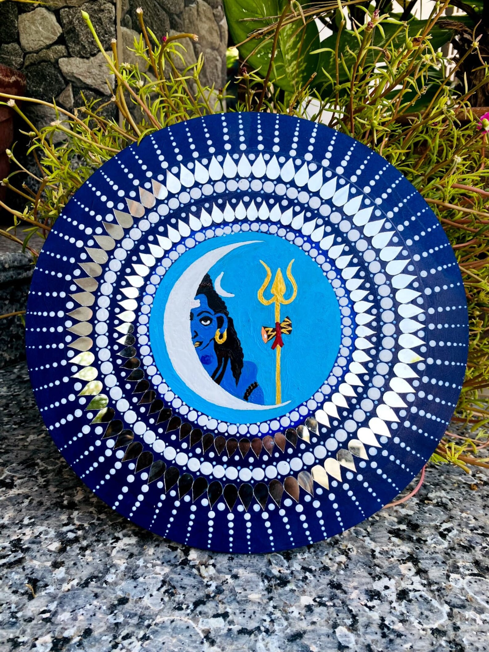 Mandala Art Wall Decor, Shiv Ji in Mandala Art, Lippan Art 12 Inch ...