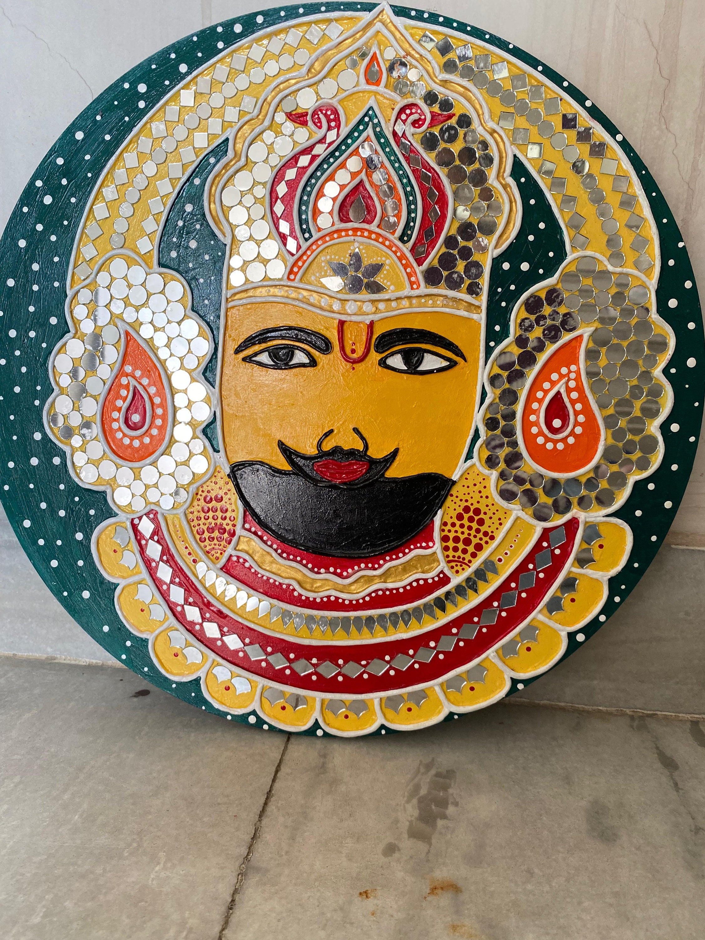 Mandala Art Wall Decor Khatu Shyam Ji Lippan Art 14 Inch - Etsy