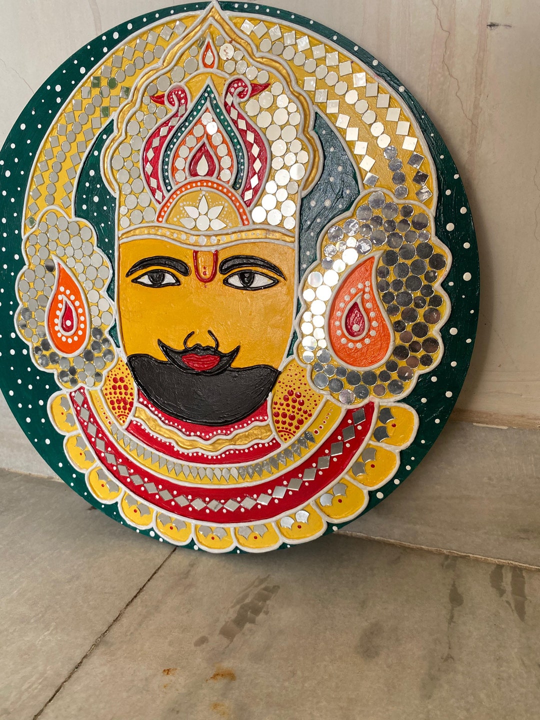 Mandala Art Wall Decor Khatu Shyam Ji Lippan Art 14 Inch - Etsy