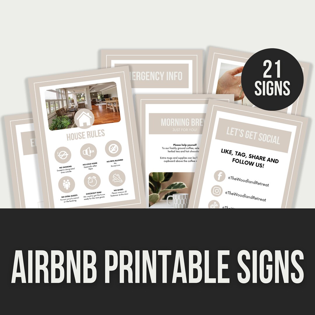 Airbnb Printable Signs, Printable Welcome Sign, Customizable Airbnb ...
