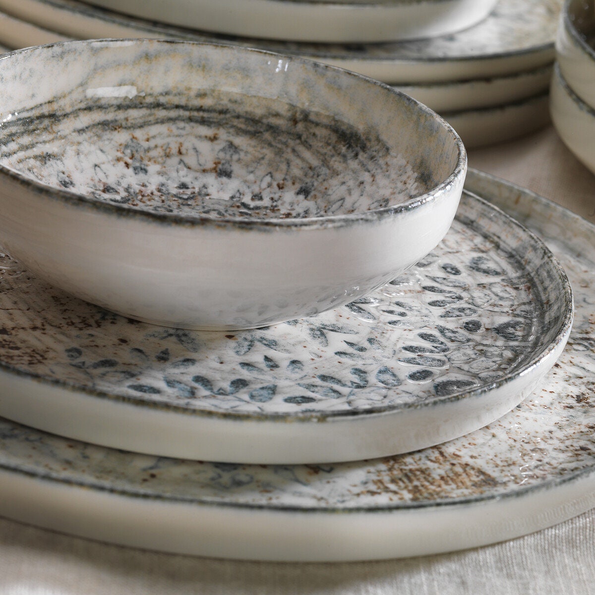 Green Porcelain Dinnerware Set of 6 Person - Etsy