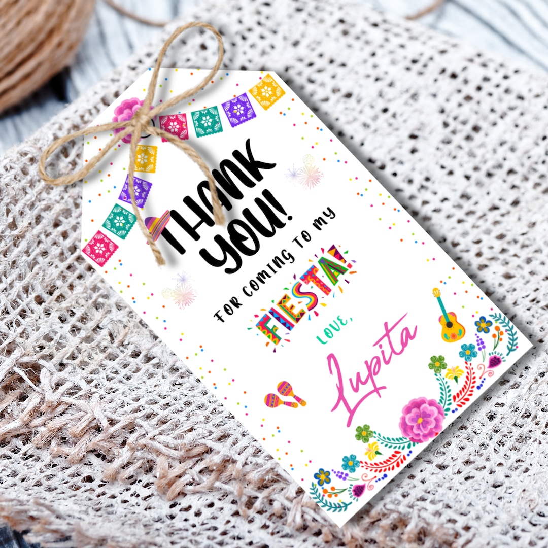 Let's Fiesta Favor Tag | Fiesta Birthday Thank You Tags | Tag Printable ...