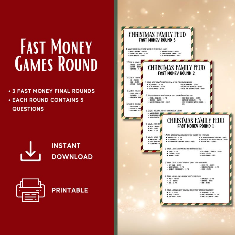 Christmas Family Feud Game: Holiday Trivia (printable, Instant Download ...