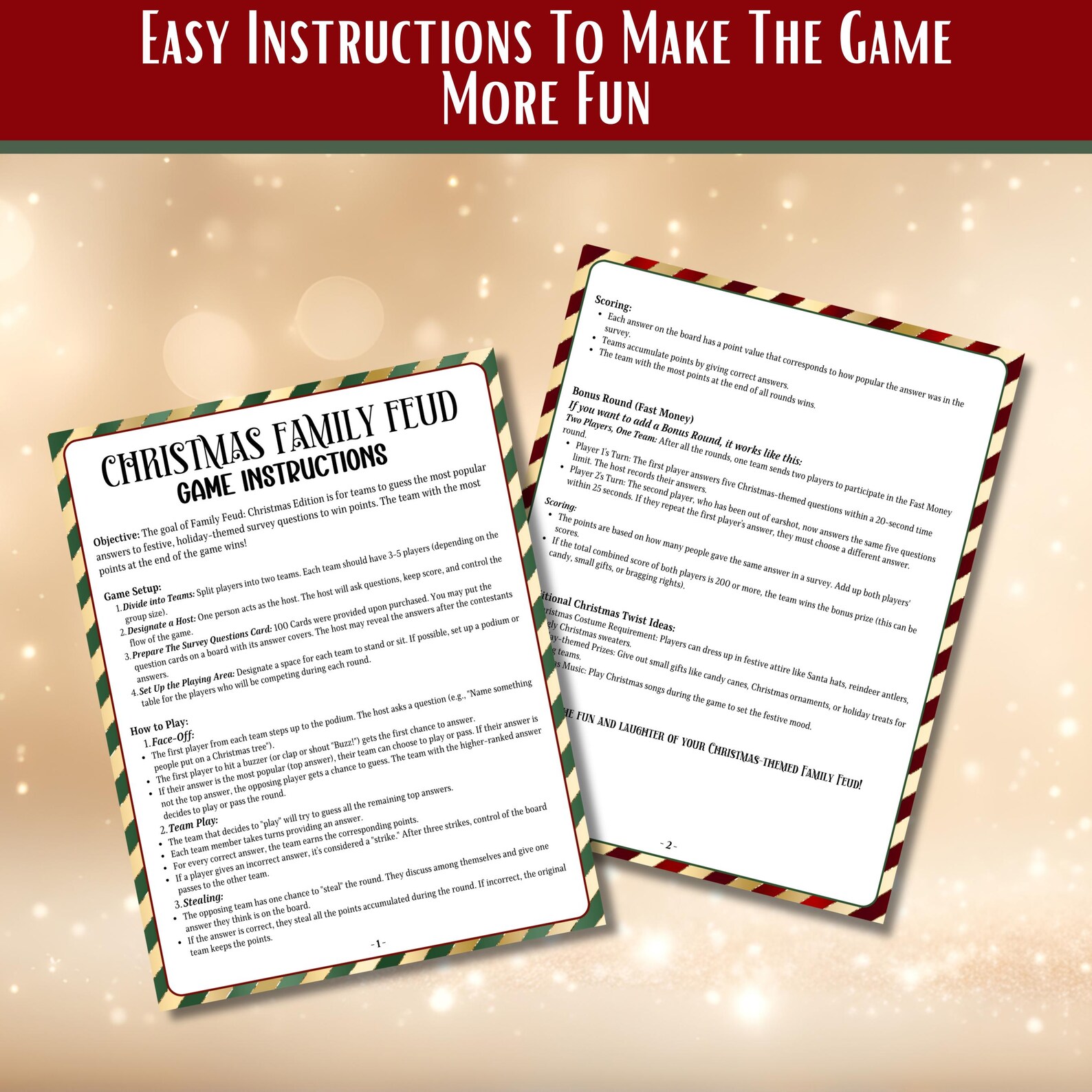 Christmas Family Feud Game: Holiday Trivia (printable, Instant Download ...